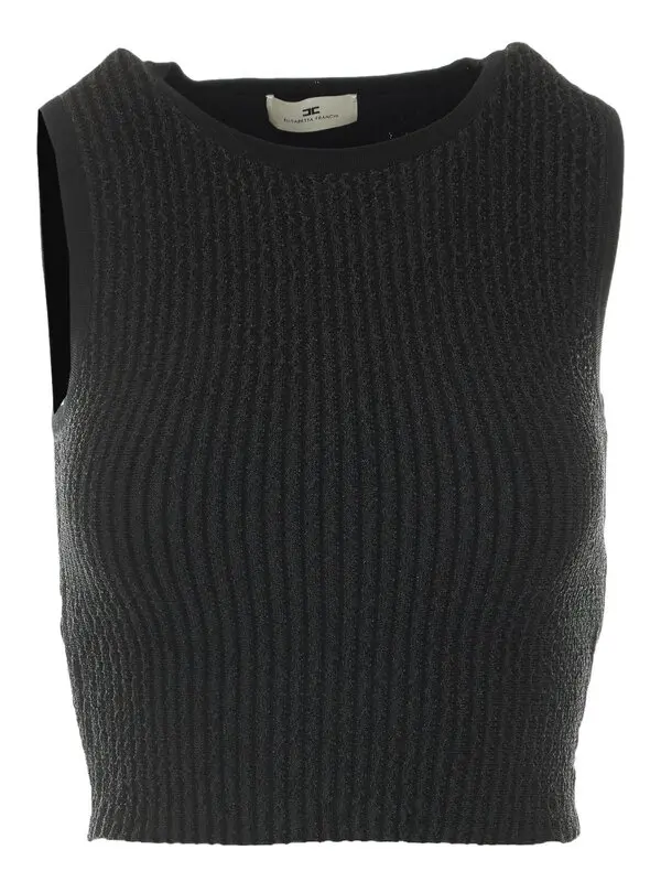 Elisabetta Franchi Sleeveless Ribbed Knit Top - Black