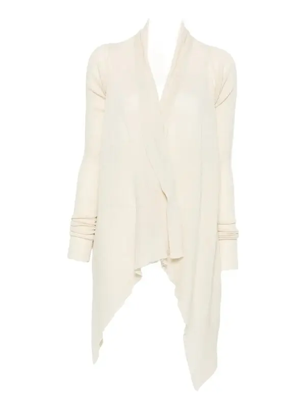 Rick Owens Asymmetric Draped Shawl Collar Cardigan - White