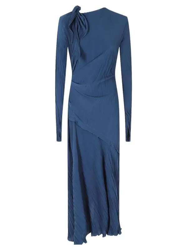 Victoria Beckham Long Sleeve Asymmetrical Hem Dress - Dark Ocean