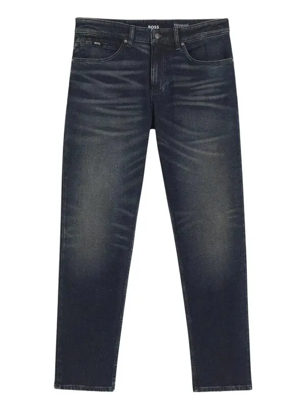 Hugo Boss Regular-fit Jeans In Indigo Stretch Cotton-blend - Dark Blue