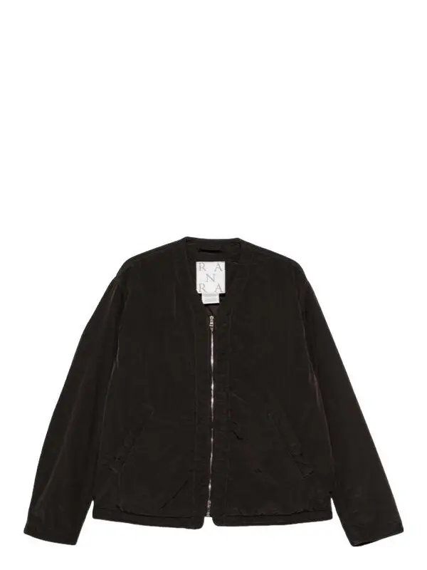 RANRA Embroidered Long-sleeve Zip-up Jacket - Black