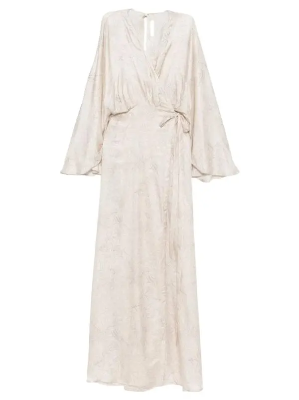 GOLDEN GOOSE Jacquard Wrap Maxi Dress - White