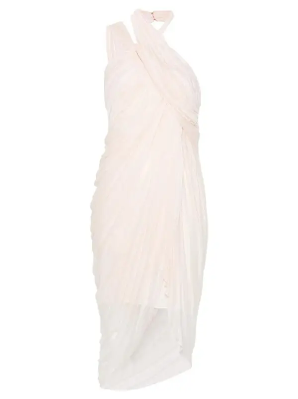 Balmain Draped Asymmetric Hem Mini Dress - Beige