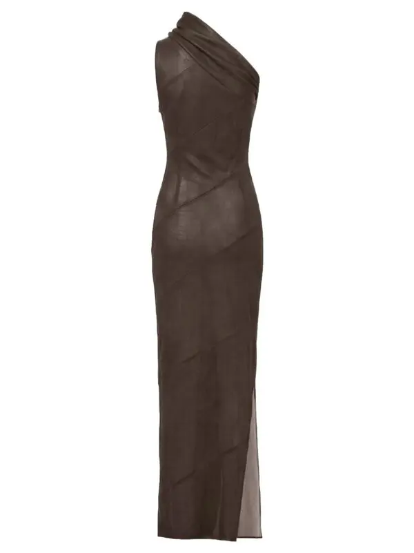 Rick Owens Sleeveless One-shoulder Dress With Side Slits - Green