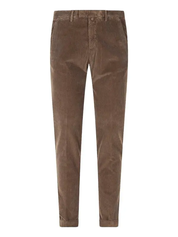 BRIGLIA 1949 Corduroy Trousers With Belt Loops - Brown