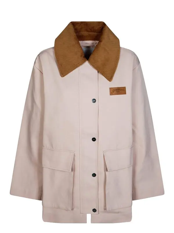 GANNI Collared Long-sleeve Casual Jacket - Nude