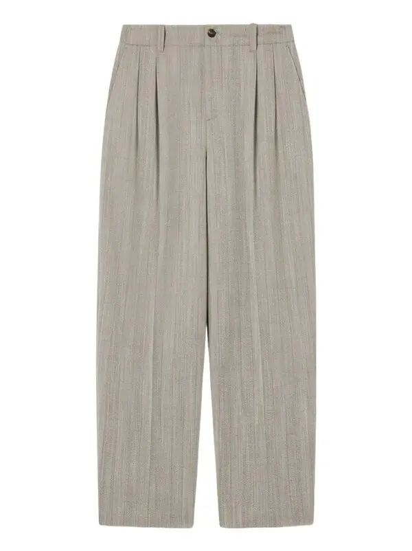 GOLDEN GOOSE Journey Relaxed Fit Pleated Trousers - Off White
