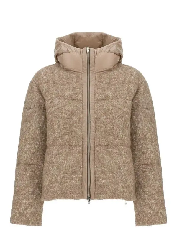 Herno Long-sleeved Down Jacket With Sequins - Beige