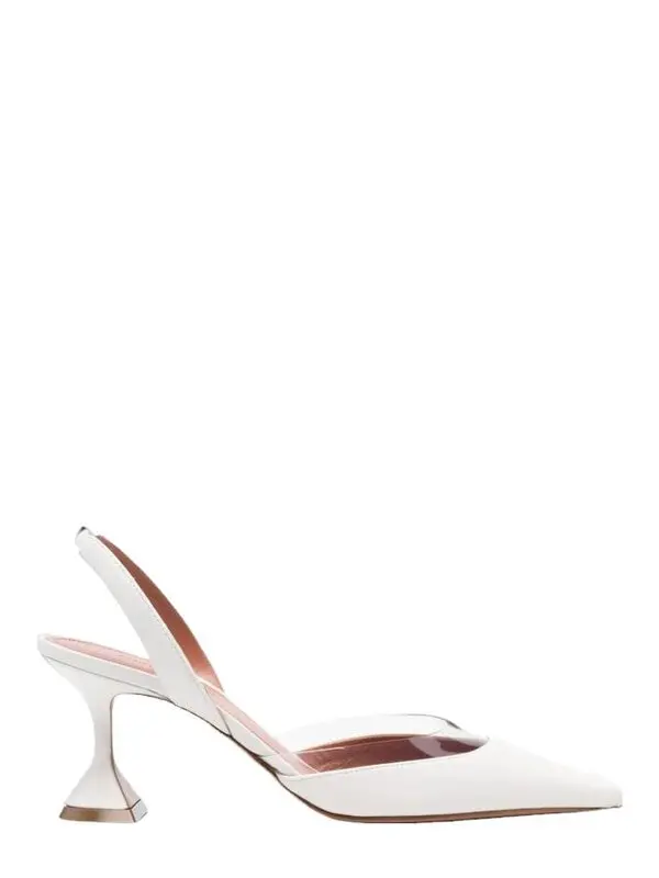 Amina Muaddi Lara Sling 70 Nappa And Transparent Pvc - White