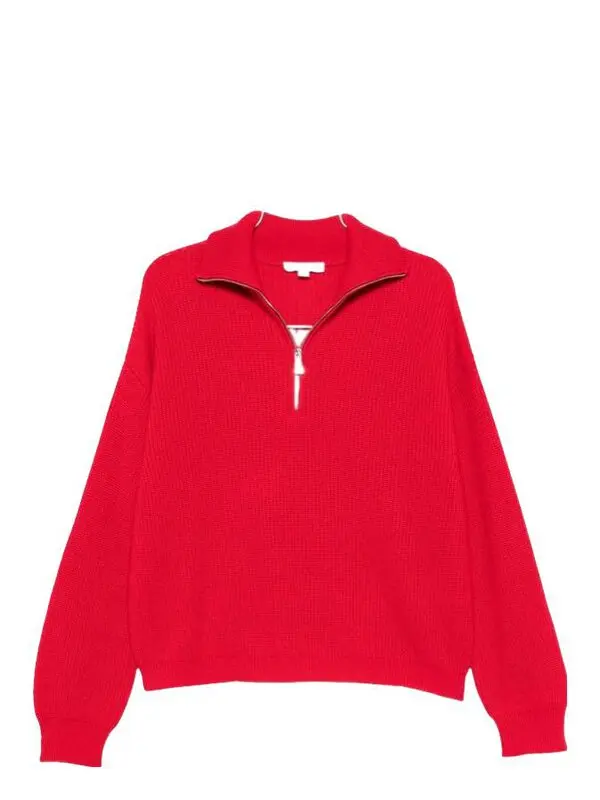 Malo Ribbed-knit Half-zip Sweater - Red