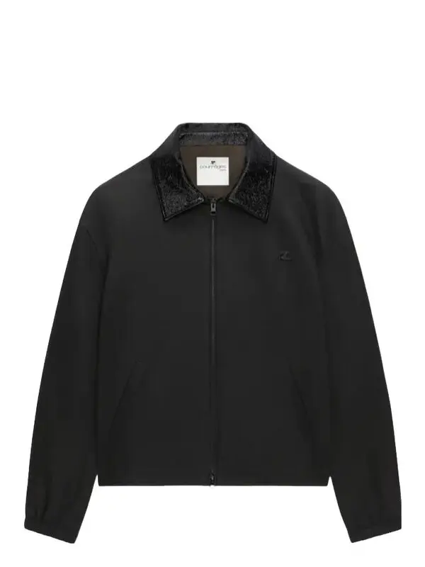 COURREGES Vinyl-collar Bomber Jacket - Black