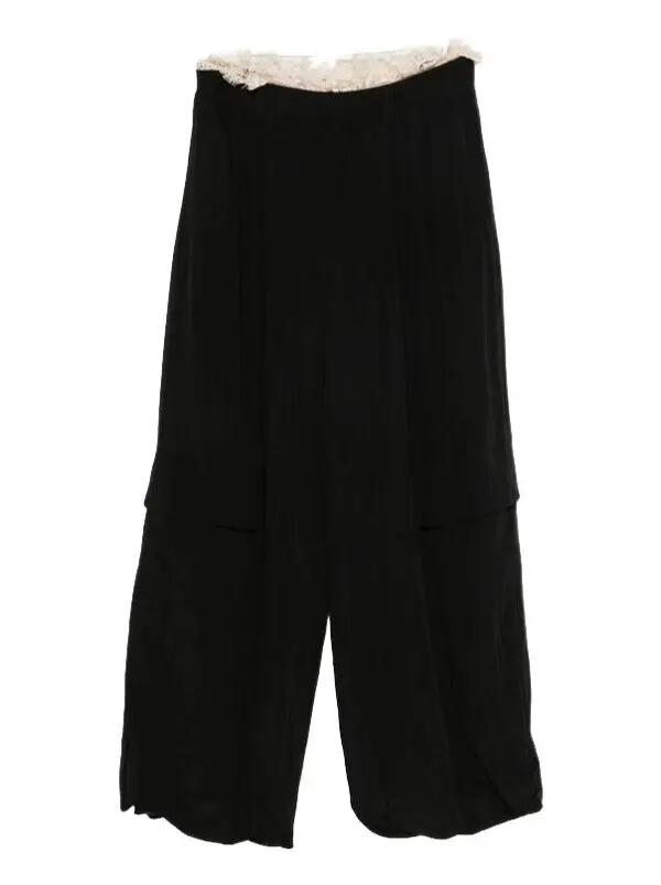 Sea Lace-trimmed Cargo Trousers - Black