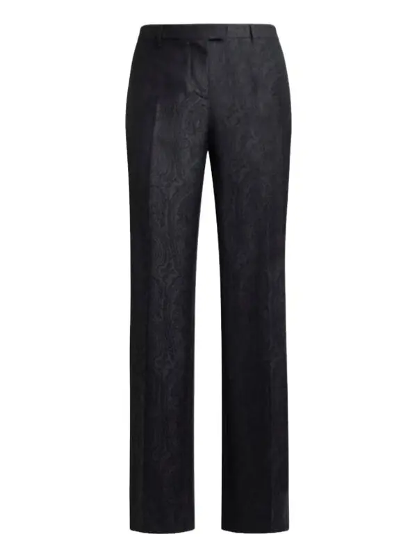 Etro Wool Jacquard Trousers With Arnica Motif - Black