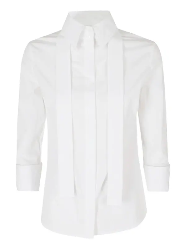 Elisabetta Franchi Long-sleeved Shirt With Lapel Collar - White