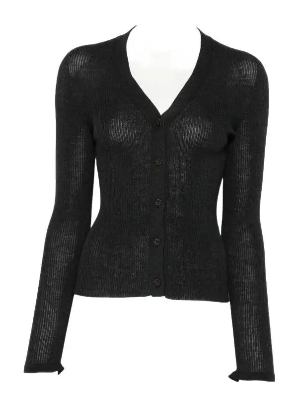Cecilie Bahnsen V-neck Button-front Fine Knit Sweater - Charcoal-grey