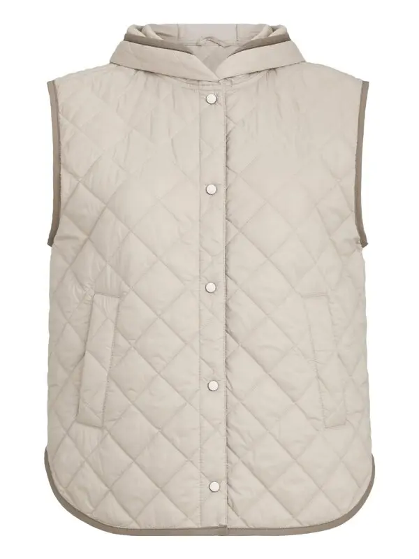 Brunello Cucinelli Lightweight Matte Nylon Quilted Vest With Thermore Padding And Hood - Nude