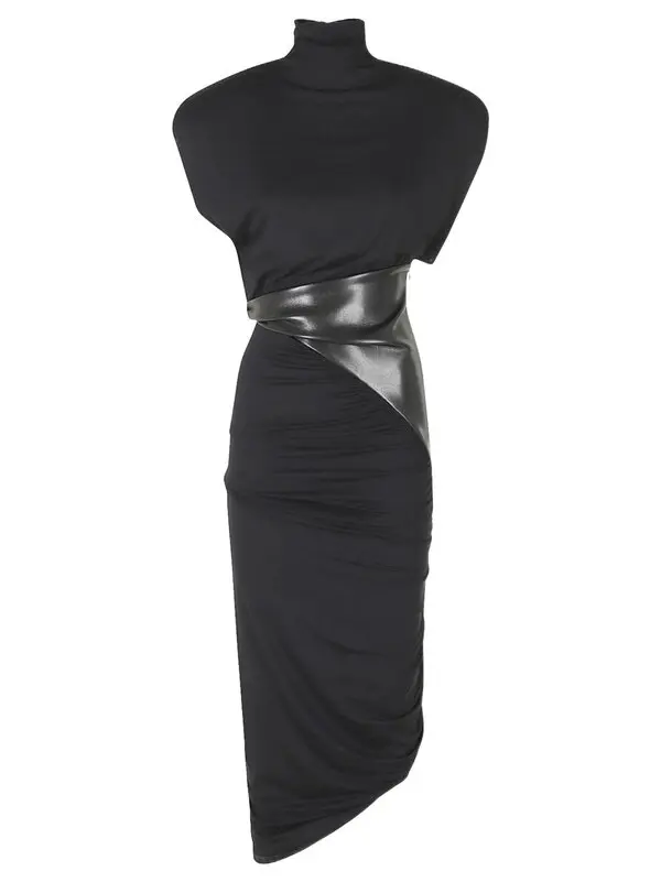 Andamane Draped Midi Dress - Black