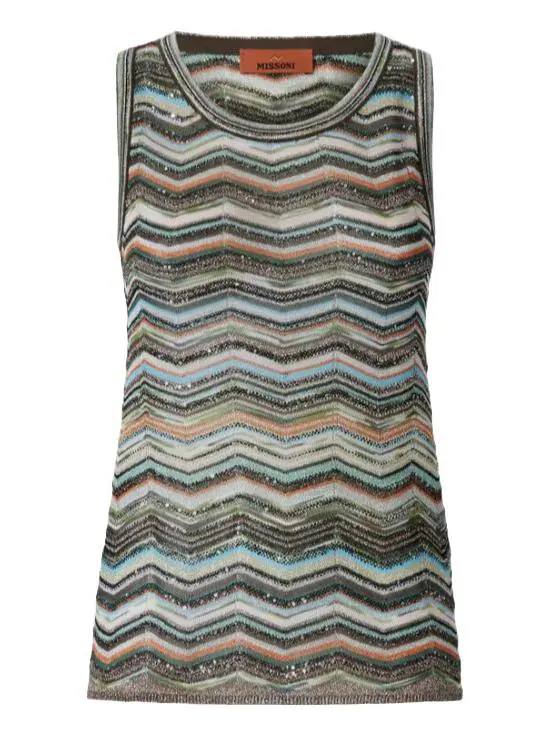 Missoni Sleeveless Zigzag Knit Top - Multi-color