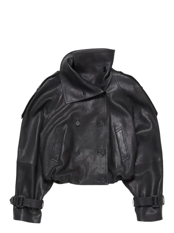 Acne Studios Double Breasted Leather Jacket - Black