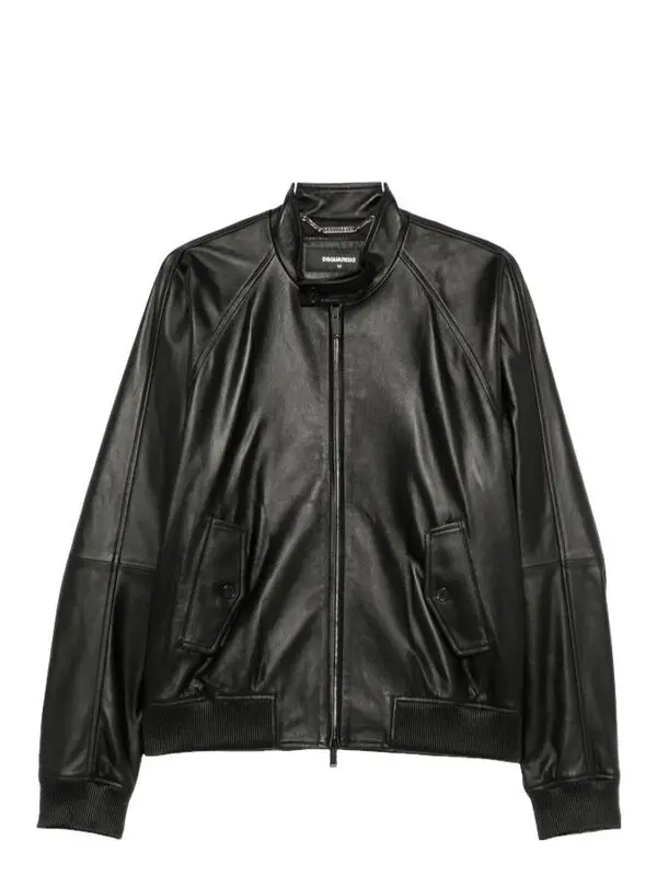 Dsquared2 Leather Zip-up Jacket - Black