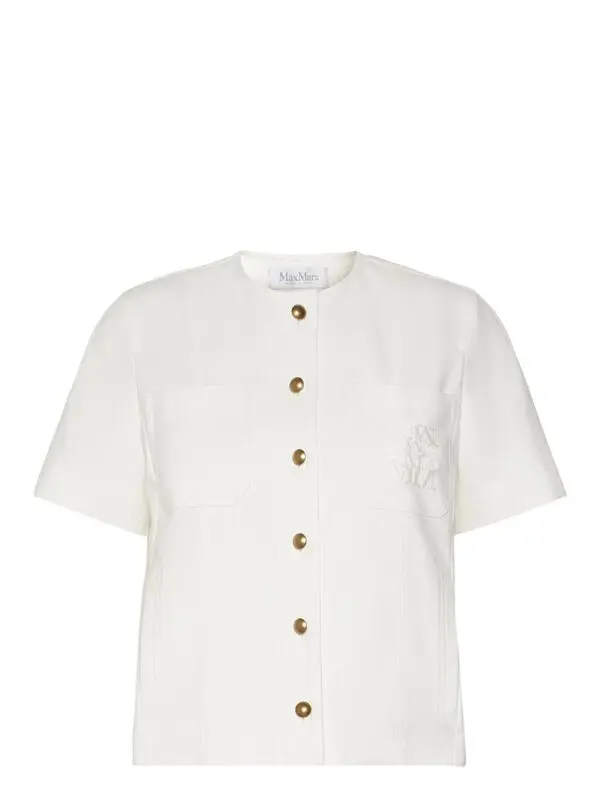 Max Mara Short-sleeved Button-up Jacket With Metal Trims - White