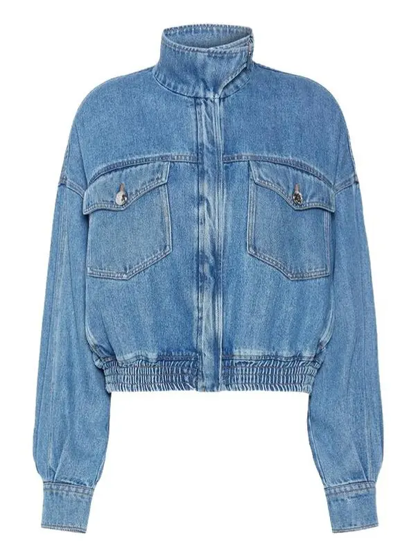 Sportmax High-neck Zip-up Denim Jacket - Blue