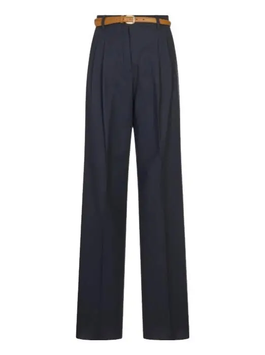 Max Mara Belted Wide-leg Trousers - Blue