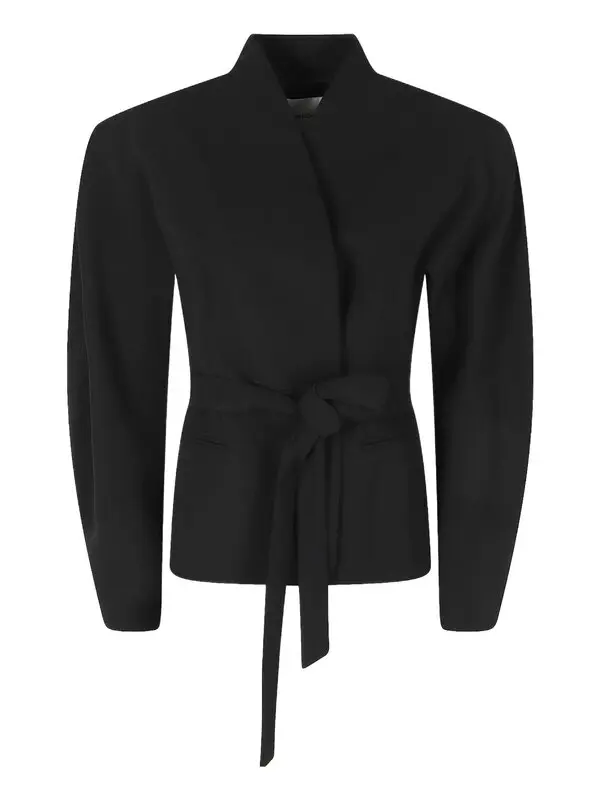 Andamane The Attico Long-sleeve Jacket With Front Tie - Black