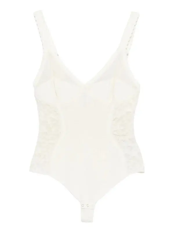 Elisabetta Franchi Lace-panelled V-neck Sleeveless Top - Beige