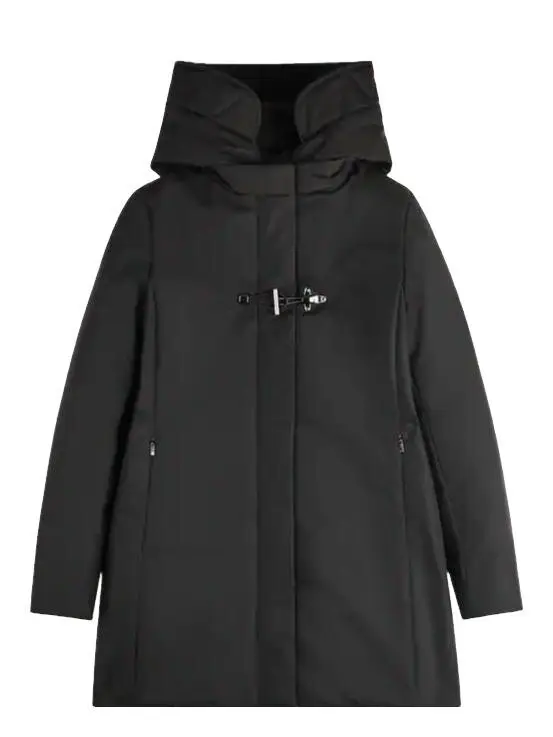 FAY Hooded Toggle-fastening Technical Gabardine Coat - Black