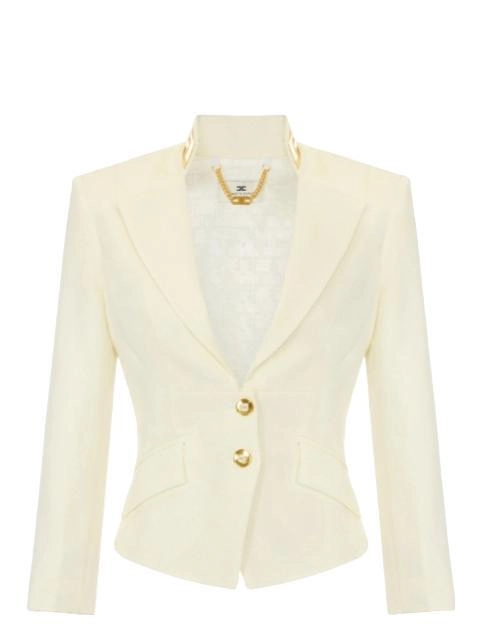 Elisabetta Franchi Gabardine Jacket With Embellished Collar - Ivory