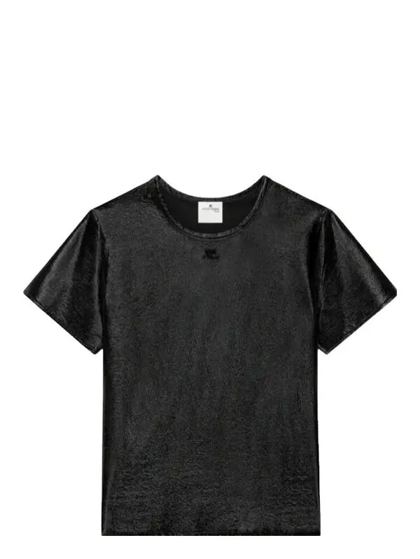 COURREGES Vinyl Texture Logo Patch T-shirt - Black