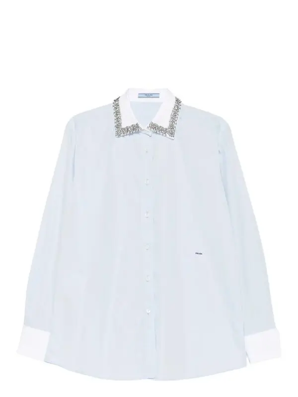Prada Embellished Collar Shirt - Interstellar Blue