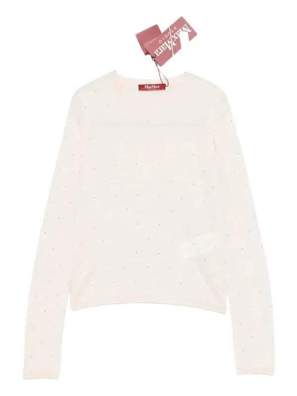 Max Mara Crew Neck Long-sleeve Knitwear With Ribbed Trim - No