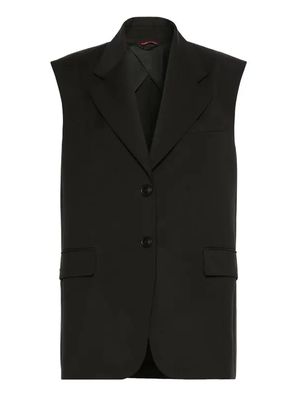 Max Mara Sleeveless Wool Blazer - Black