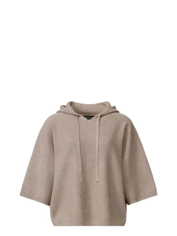 Fabiana Filippi Knitted Hoodie With Metallic Effect - Taupe