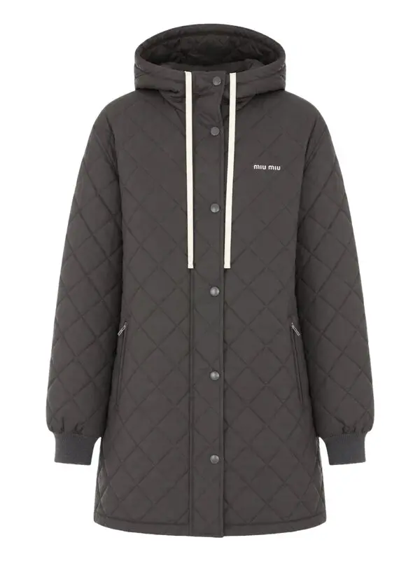Miu Miu Quilted Hooded Down Jacket - Black