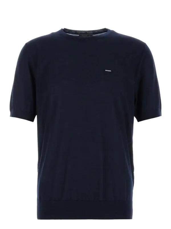 Prada Crew Neck Short Sleeve Knitted Jumper - Blue