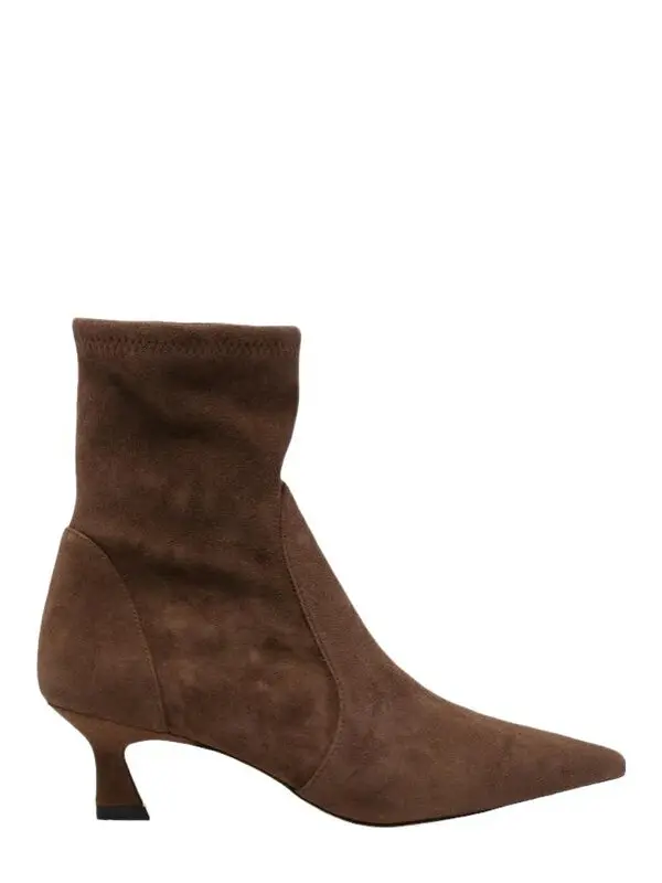 STUART WEITZMAN Pointed Toe Kitten Heel Ankle Boots - Brown