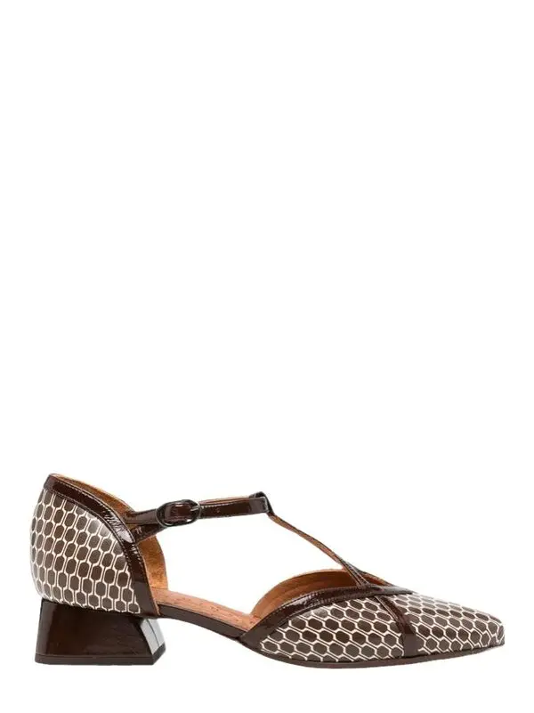 Chie Mihara Pointed-toe High-heeled Sandals With T-strap And Buckle - Choco