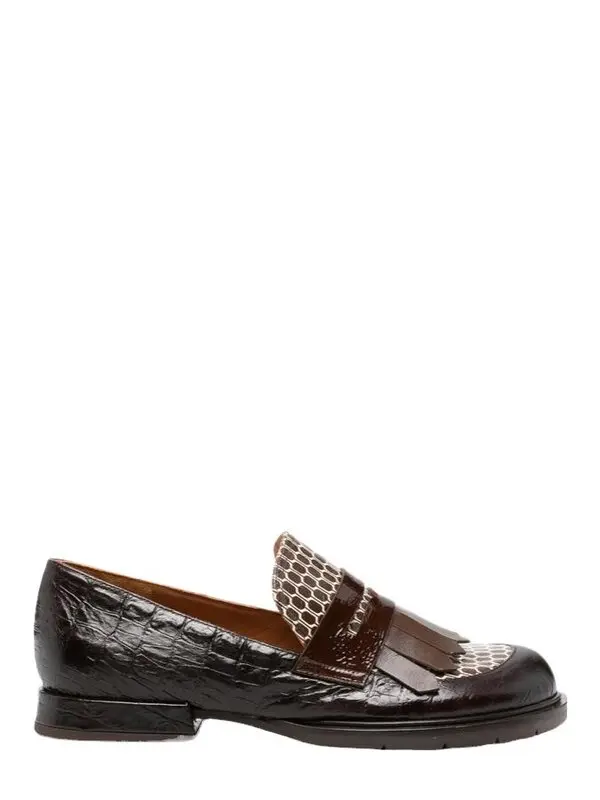 Chie Mihara Croc-effect Fringed Loafers - Black
