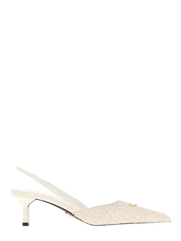 Prada Logo Plaque Slingback Pumps - White