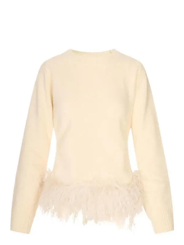 P.a.r.o.s.h Knitted Pullover With Feather Trim - Nude