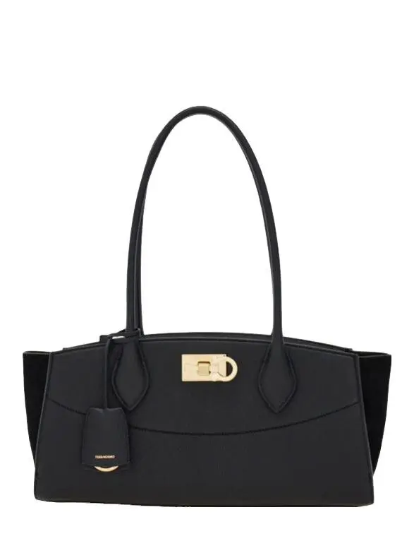 FERRAGAMO Studio Soft Bag East West - Black