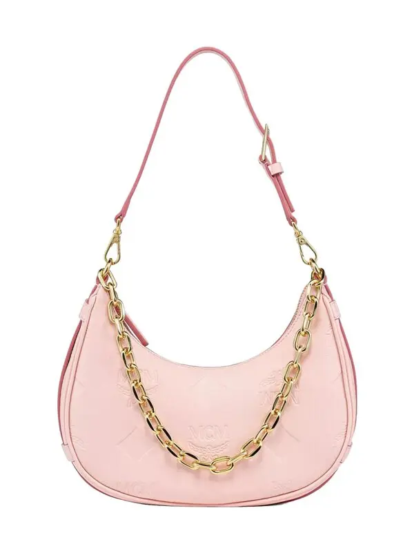 Mcm Maxi Monogram Leather Hobo Bag - Lotus