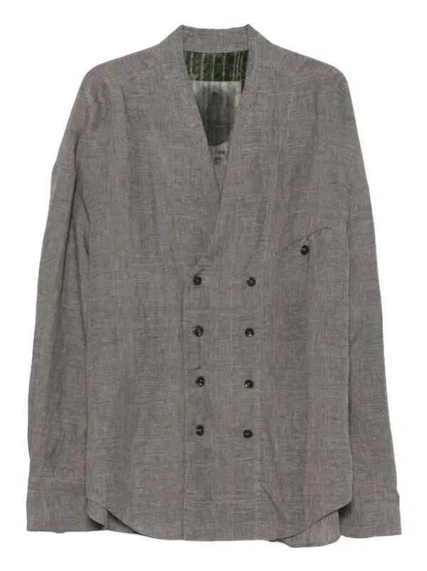 ZIGGY CHEN Prince Of Wales Double-breasted Jacket - Grey