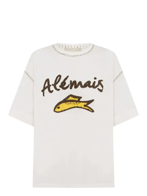 ALEMAIS Crewneck T-shirt With Fish Motif - No