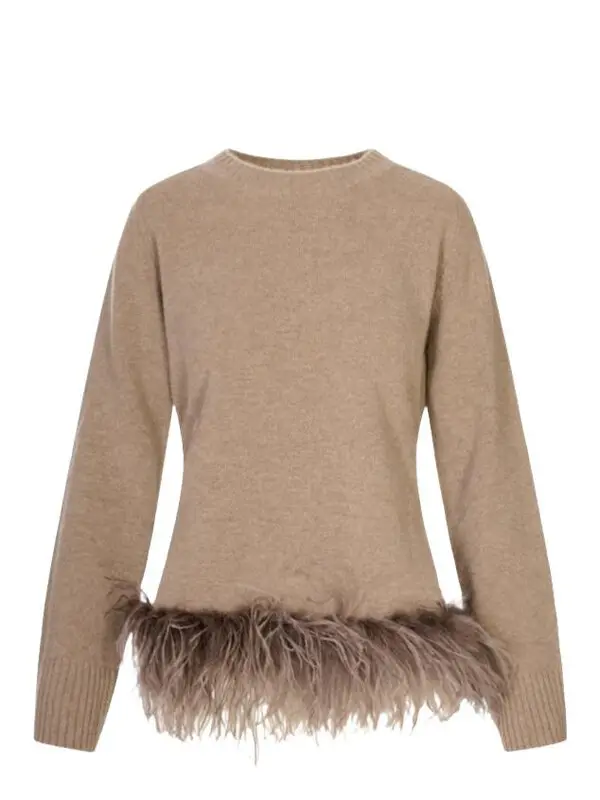 P.a.r.o.s.h Feather-trim Tie-waist Sweater - No