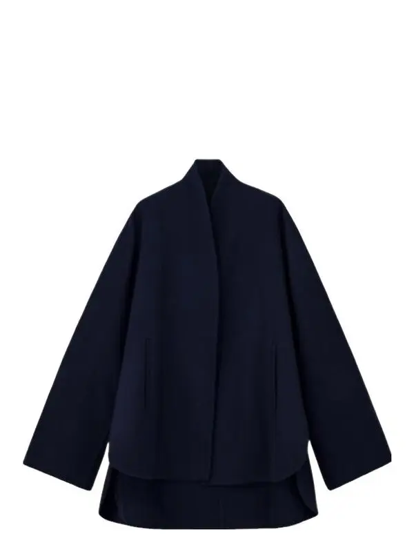 Giorgio Armani Curved Hem Open Front Cape - Black