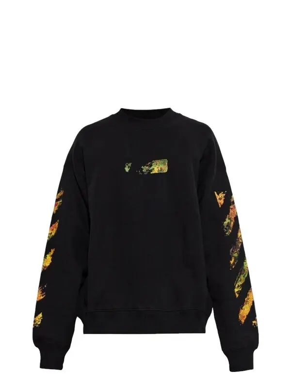 Off-White Long Sleeve Sweatshirt With Graphic Detail - Black